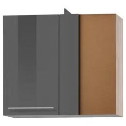 Eckh&auml;ngeschrank Optifit "Bern", grau (grau hochglanz, akaziefarben), B:85cm H:70,4cm T:34,9cm, Schr&auml;nke, Eckh&auml;ngeschrank, Breite 85x45 cm, mit Metallgriff