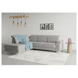 Sit & More Ecksofa SIT & MORE "Sinatra L-Form", grau, B:251cm H:85cm T:220cm, 100% Polyester, Sofas, Ecksofa, mit Ottomane, optional mit Kopfteilverstellung und Armteilfunktion