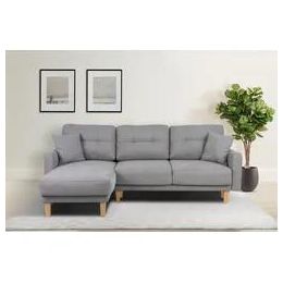 Ecksofa Home Affaire "TRIPLO optionale Schlafsofa mit Bettkasten, Ma&szlig;e B/T/H: 234/164/89 cm", grau (hellgrau), B:234cm H:89cm T:164cm, Sofas, Ecksofa, L-Form wahlweise mit Bettfunktion - Liegefl&auml;che 132x210 cm