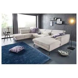 Sit & More Wohnlandschaft SIT & MORE "Percy U-Form", beige (linen), B:343cm T:235cm, Sofas, Wohnlandschaft, 15 cm Fu&szlig;h&ouml;he, Sitztiefenverstellung, wahlweise in 2 Fu&szlig;farben