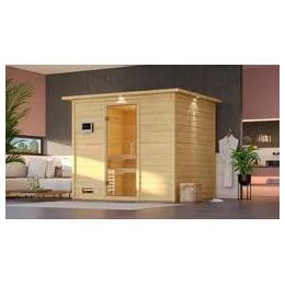 Sauna Karibu "Soraja", beige (naturbelassen), Saunaofen, externe Steuerung, 9 kW, Saunen, Ofen 9 KW externe Strg easy
