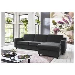 Ecksofa "Luka L-Form", grau (dunkelgrau), B:270cm H:80cm T:151cm, Samtvelours (100% Polyester), ATLANTIC HOME COLLECTION, Sofas, Ecksofa, pflegeleichter Samtvelours
