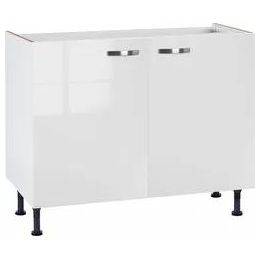 Sp&uuml;lenschrank KOCHSTATION "KS-Cara", wei&szlig; (wei&szlig; glanz, wei&szlig;), B:100cm H:87cm T:58,4cm, Schr&auml;nke, Sp&uuml;lenschrank, Breite 100 cm