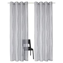 Gardine OTTO HOME "Dimona" Gr. 2, grau (silbergrau), B:140cm H:175cm, Voile, Polyester, Gardinen, Gardine, 2er-Set, transparent, Voile, Polyester