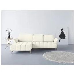 Ecksofa Home Affaire "Fresh L-Form", wei&szlig;, B:281cm H:79cm T:185cm, 98% Polyester 2% Polyamid, Sofas, Ecksofa, Federkern, wahlweise Kopfteilverstellung und motorischer Vorziehsitz