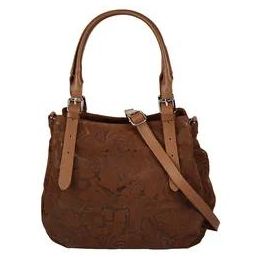 Henkeltasche Samantha Look, Damen, Gr. B/H/T: 29cm x 25cm x 18cm onesize, braun (cognac), Leder, unifarben, Taschen, echt Leder, Made in Italy