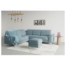 Sit & More Ecksofa SIT & MORE "Sinatra L-Form", blau (hellblau), B:251cm H:85cm T:231cm, 90% Polyester, 10% Polyamid, Sofas, Ecksofa, optional mit Kopfteilverstellung und Armteilfunktion