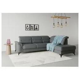 Sit & More Ecksofa SIT & MORE "Sinatra L-Form", grau (dunkelgrau), B:251cm H:85cm T:220cm, 98% Polyester, 2% Polyamid, Sofas, Ecksofa, mit Ottomane, optional mit Kopfteilverstellung und Armteilfunktion