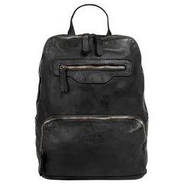 Cityrucksack Samantha Look, Damen, Gr. B/H/T: 36cm x 26cm x 13cm, onesize, schwarz, Leder, Rindsleder, leicht gl&auml;nzend, unifarben, Rucks&auml;cke Cityrucksack, echt Leder, Made in Italy