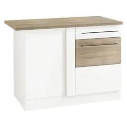 Eckunterschrank KOCHSTATION "KS-Trient", wei&szlig; (wei&szlig; matt, eichefarben), B:110cm H:85cm T:60cm, Schr&auml;nke, Eckunterschrank, 110 cm breit