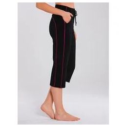 Sporthose Catamaran, Damen, Gr. 40/42, Normalgr&ouml;&szlig;en, schwarz (schwarz, pink), 92% Baumwolle, 8% Elasthan, gemustert, unifarben, 3/4-L&auml;nge, Hosen Sporthose