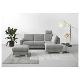 Ecksofa Home Affaire "Summer L-Form", silber, B:236cm H:91cm T:170cm, 100% Polyester, Sofas, Ecksofa, mit Ottomane, wahlweise mit Bettfunktion und Bettkasten, Cord-Bezug