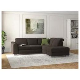 Sit & More Ecksofa SIT & MORE "Dundee L-Form", braun (espresso), B:263cm H:86cm T:219cm, Sofas, Ecksofa, mit Federkern und Edelstahlf&uuml;&szlig;en, wahlweise mit Kopfteilverstellung