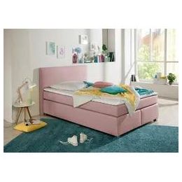 Boxspringbett Home Affaire "Eliana", rosa (flamingo), B:147cm L:210cm, Komplettbetten, Boxspringbett, inkl. Topper, in 4 Breiten, 3 Matratzenarten und 2 H&auml;rtegraden