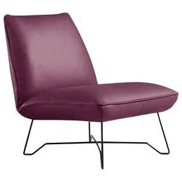 Sessel Egoitaliano "Lia Loungesessel, elegant und stylisch, toller Sitzkomfort", lila (violett), B:62cm H:73cm T:79cm, Leder NUVOLE (Echtes Rindsleder). Halbnat&uuml;rliches, halbnarbiges Rindsleder mit einer nat&uuml;rlichen K&ouml;rnung von 1, 2 bis 1, 4 mm. Dieses Leder hat eine weiche, wachsartige Haptik mit mattem Aussehen und einem Wolkeneffekt. Es handelt sich um ein Naturleder, das die urspr&uuml;nglichen Eig