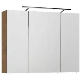 Spiegelschrank SAPHIR "3040", braun (eiche struktur braun), B:90cm H:74cm T:20cm, Melamin, Schr&auml;nke, Spiegelschrank, Breite 90 cm