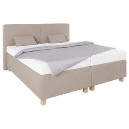 Boxspringbett, beige (strukturstoff beige), Liegefl&auml;che B/L: 180cm x 200cm, H3, 7-Zonen-Kaltschaummatratze, Westfalia Schlafkomfort, Komplettbetten, Boxspringbett, mit Zierkissen