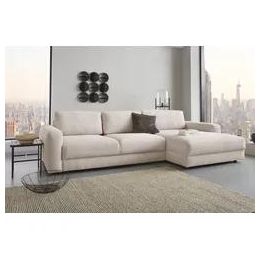 Ecksofa Home Affaire "Bloomfield, elegant, viel Platz, Mega Couch, Breite 303cm, L-Form", beige, B:303cm H:84cm T:176cm, 92% Polyester 8% Nylon, Sofas, Ecksofa, extra tiefe Sitzfl&auml;che, wahlweise mit Sitztiefenverstellung