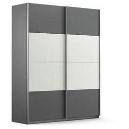 Schwebet&uuml;renschrank Rauch "Quadra Schlafzimmerschrank in vielen Breiten", grau (grau metallic, wei&szlig;glas), B:181cm H:230cm T:62cm, Holzwerkstoff, Schr&auml;nke, Schwebet&uuml;renschrank, Kleiderschrank Garderobenschrank Schrank mit Glaselementen
