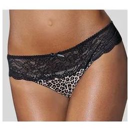 String Lascana, Damen, Gr. 36/38, braun (bedruckt, leo, bedruckt), Spitze, Obermaterial: 47% Polyester, 40% Polyamid, 13% Elasthan, Unterhosen String, mit modischem Leoprint