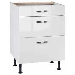 Unterschrank KOCHSTATION "KS-Cara", wei&szlig; (wei&szlig; glanz, wei&szlig;), B:60cm H:87cm T:58,4cm, Schr&auml;nke, Unterschrank, Breite 60 cm, mit Vollausz&uuml;gen und Soft-Close-Funktion