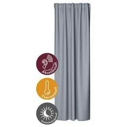 Vorhang HOMING "Galdin" Gr. 1, grau, B:140cm H:245cm, Polyester, Gardinen, Verdunklungsvorhang, blickdicht, Thermo, Energiesparend