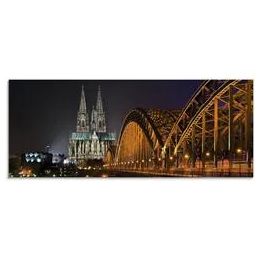 Glasbild Artland "K&ouml;lner Dom mit Br&uuml;cke", schwarz (farbe bild(er): schwarz), B:125cm H:50cm, Bilder, in verschiedenen Gr&ouml;&szlig;en