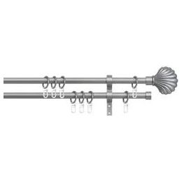Gardinenstange Indeko "Volterra" Gr. 4, silber (silberfarben), L:240cm &Oslash;:16mm, Stahl, Gardinenstangen, Komplett-Set inkl. Ringen und Montagematerial