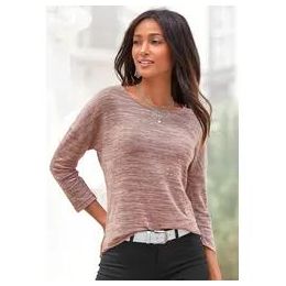 3/4-Arm-Shirt Vivance "mit modischer Melange-Struktur", Damen, Gr. 32/34, lila (mauve), Jersey, Obermaterial: 55% Polyester, 42% Viskose, 3% Elasthan, meliert, bequem, Rundhals, Shirts 3/4-Arm-Shirt, aus leichter Strickqualit&auml;t, Topseller