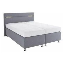 Boxspringbett, grau (strukturstoff grau), mit LED-Beleuchtung, Liegefl&auml;che B/L: 160cm x 200cm, H3, Bonnell-Federkernmatratze, Bezug Unterbox und Kopfteil: Strukturstoff (77% Polyester und 23% Viskose);Bezug Obermatratze 100% Polyester, waschbar bis 60C, Westfalia Schlafkomfort, Komplettbetten, Boxspringbett, wahlweise mit LED-Beleuchtung