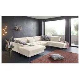 Sit & More Wohnlandschaft SIT & MORE "Percy U-Form", beige (creme), B:343cm H:80cm T:235cm, Sofas, Wohnlandschaft, 15 cm Fu&szlig;h&ouml;he, Sitztiefenverstellung, wahlweise in 2 Fu&szlig;farben