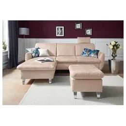 Sit & More Ecksofa SIT & MORE "Daytona L-Form", beige (creme), B:245cm H:93cm T:164cm, Sofas, Ecksofa, mit Federkern, einer Kopfst&uuml;tze und wahlweise mit Bettfunktion