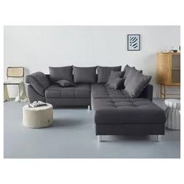 Ecksofa Collection AB "(Spar-Set) Innsbruck L-Form und Hocker", grau (anthrazit), B:247cm H:87cm T:189cm, Microfaser PRIMABELLE (100% Polyester), Struktur (90% Polyester, 10% Polyacryl), Samtvelours (100% Polyester), Luxus-Microfaser Antiklederoptik (100% Polyester), Sofas, Ecksofa, Ecksofa und Hocker, Recamiere links oder rechts montierbar