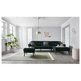 Ecksofa OTTO HOME "Bille L-Form", gr&uuml;n, B:302cm H:86cm T:178cm, Samtoptik (100% Polyester);Luxus-Microfaser weich (100% Polyester);Struktur (100% Polyester);Struktur fein (100% Polyester), Sofas, Ecksofa, mit Naht im R&uuml;ckenkissen und Beinen aus Eichenholz
