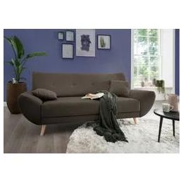 3-Sitzer Home Affaire "Basta", braun, B:205cm H:80cm T:82cm, (100% Polyester) Struktur fein (100% Polyester) Chenille, Sofas