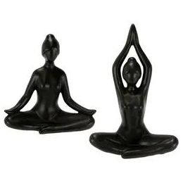 Dekofigur I.GE.A. "Yoga-Frau", schwarz, B:16cm H:17cm, Keramik, Dekofiguren, 2er Set, Yogafigur, Yogaskulptur