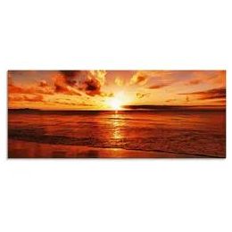Glasbild Artland "Sch&ouml;ner Sonnenuntergang Strand", orange (farbe bild(er): orange), B:125cm H:50cm, Bilder, in verschiedenen Gr&ouml;&szlig;en