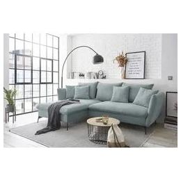 Ecksofa OTTO HOME "LIVORNO,258 cm, L-Form", blau (blaugrau), B:258cm H:91cm, 100% Polyester;PU-Schaum und Nosag-Federung.;Federung Ottoman : 12 x Feder Type B 1650mm;Ferderung 2 Sitzer: 10 x Feder Type B 650 mm;Sitz und Funktion: Schaum T30/40 8 cm., Sofas, Ecksofa, Schlaffunktion u. Bettkasten (139/224cm), Samt, Struktur, Webstoff