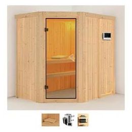 Sauna Karibu "Swantje", beige (naturbelassen), Saunaofen, externe Steuerung, 3,6 kW, Saunen, Ofen 3,6 kW externe Strg.easy