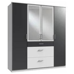 Kleiderschrank wimex "Click", wei&szlig; (wei&szlig;, graphit), B:180cm H:199cm T:58cm, Schr&auml;nke, Kleiderschrank Dreht&uuml;renschrank, mit Spiegel