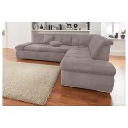 Ecksofa DOMO collection "NMoric incl. Zierkissen B/T/H: 273/216/80 cm L-Form", grau (taupe), B:273cm H:80cm T:216cm, Chenille (85% Polyester, 15% Acryl);Luxus-Microfaser (100% Polyester);Struktur ( 100% Polyester);Microfaser PRIMABELLE (100% Polyester), Sofas, Ecksofa, Ottomanen-Abschluss, wahlweise mit Bettfunktion und Armlehnverstellung