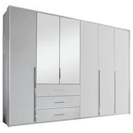 Dreht&uuml;renschrank Rauch "Kleiderschrank Schrank Garderobe W&auml;scheschrank MONTCLAR", wei&szlig; (wei&szlig;, hochglanz wei&szlig;), B:304cm H:225cm T:65cm, Holzwerkstoff, Schr&auml;nke, Dreht&uuml;renschrank, Passepartout optional mit Beleuchtung, inkl. Zubeh&ouml;r MADE IN GERMANY