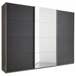 Schwebet&uuml;renschrank Rauch "Kleiderschrank Schrank Garderobe Schlafzimmerschrank DOBENE", grau (graumetallic), B:270cm H:210cm T:62cm, Holzwerkstoff, Schr&auml;nke, Schwebet&uuml;renschrank Kleiderschrank, mit gro&szlig;en Spiegelelementen, inkl. Schubladeneinsatz MADE IN GERMANY