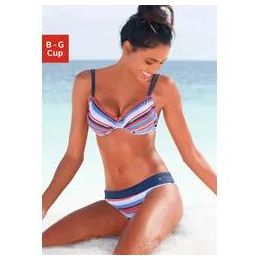 B&uuml;gel-Bikini s.Oliver, Damen, Gr. 36, Cup G, bunt (blau, rot, gestreift), Polyamid, gestreift, quergestreift, Bikini-Sets B&uuml;gel-Bikini, mit maritemen Streifen