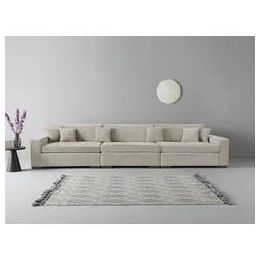 3-Sitzer Home Affaire "Skara XXL", beige (natur), B:400cm H:86cm T:130cm, 100% Polyester, Sofas, Lounge-Sofa XXL mit Federkern-Polsterung, in vielen Bezugsvarianten