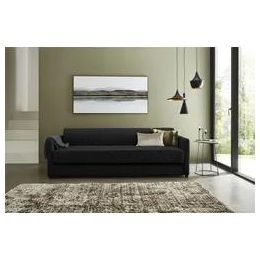 Schlafsofa "Ken", schwarz, B:224cm, 100% Polyester, ATLANTIC HOME COLLECTION, Sofas, Schlafsofa, mit Bettfunktion, inklusive Topper mit abnehmbarem Bezug
