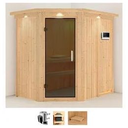 Sauna Karibu "Swantje", beige (naturbelassen), Saunaofen, externe Steuerung, 3,6 kW, Saunen, Ofen 3,6 kW externe Strg.easy