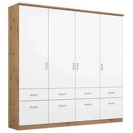 Kleiderschrank Rauch "Kleiderschrank Schrank Garderobe deckenhoher Schrank BREMEN", wei&szlig; (wei&szlig;, eiche artisan), B:181cm H:199cm T:58cm, Holzwerkstoff, Schr&auml;nke, Kleiderschrank, in vielen Farben und Ausf&uuml;hrungen MADE IN GERMANY