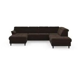 Sit & More Wohnlandschaft SIT & MORE "Marano U-Form", braun (espresso), B:304cm T:216cm, 98% Polyester, 2% Polyamid, Sofas, Wohnlandschaft, inklusive Kopfteilverstellung, wahlweise mit Bettfunktion, Bettkasten
