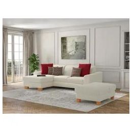 Sit & More Ecksofa SIT & MORE "Dundee L-Form", beige (creme), B:264cm H:86cm T:175cm, Sofas, Ecksofa, mit Federkern und Massivholzf&uuml;&szlig;en, wahlweise mit Kopfteilverstellung